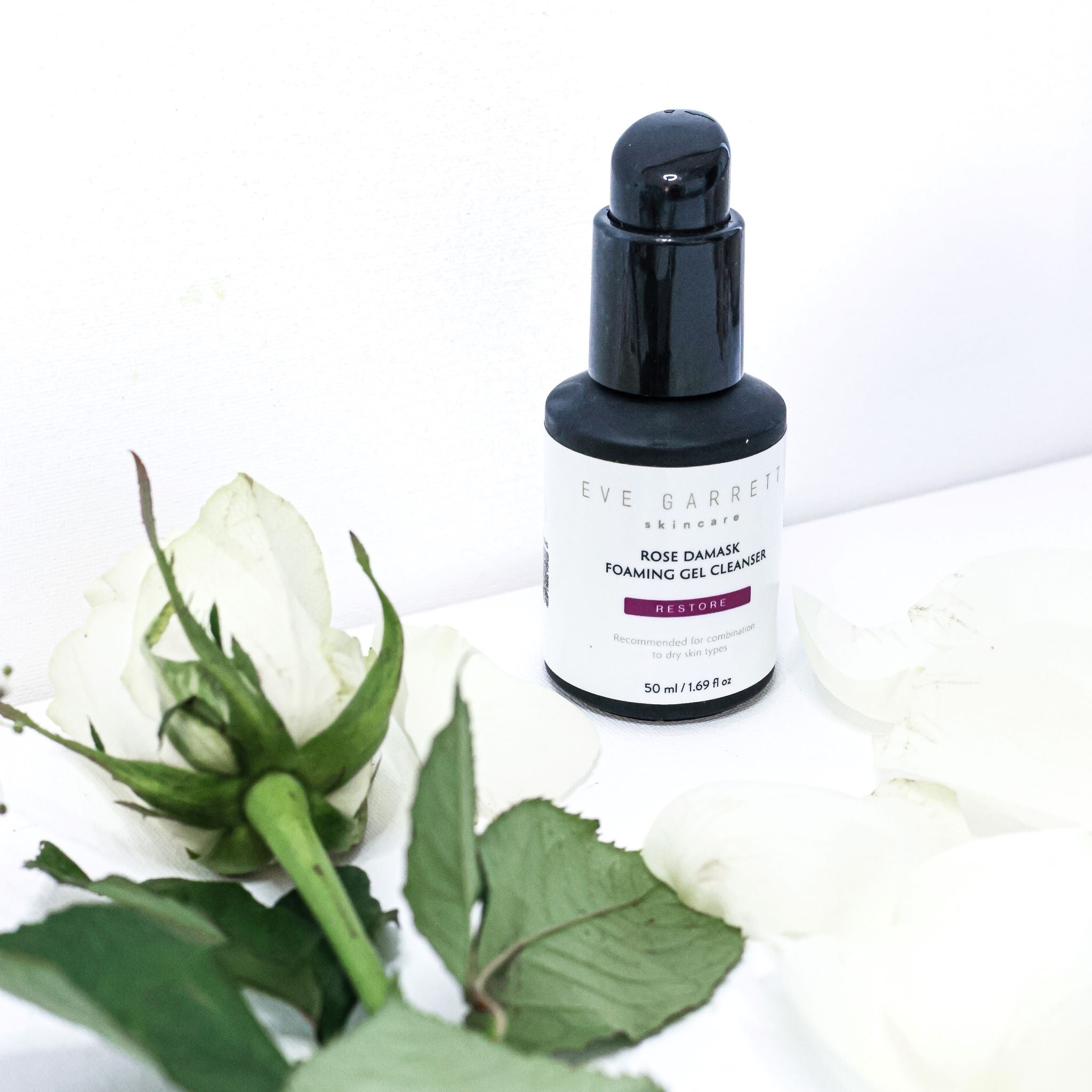 ROSE DAMASK FOAMING GEL CLEANSER 50ml Pump Bottle – Eve Garrett Skincare